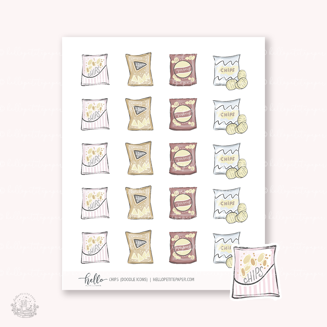 Doodle Icons (CHIPS) | hand-drawn planner stickers – Hello Petite Paper ...
