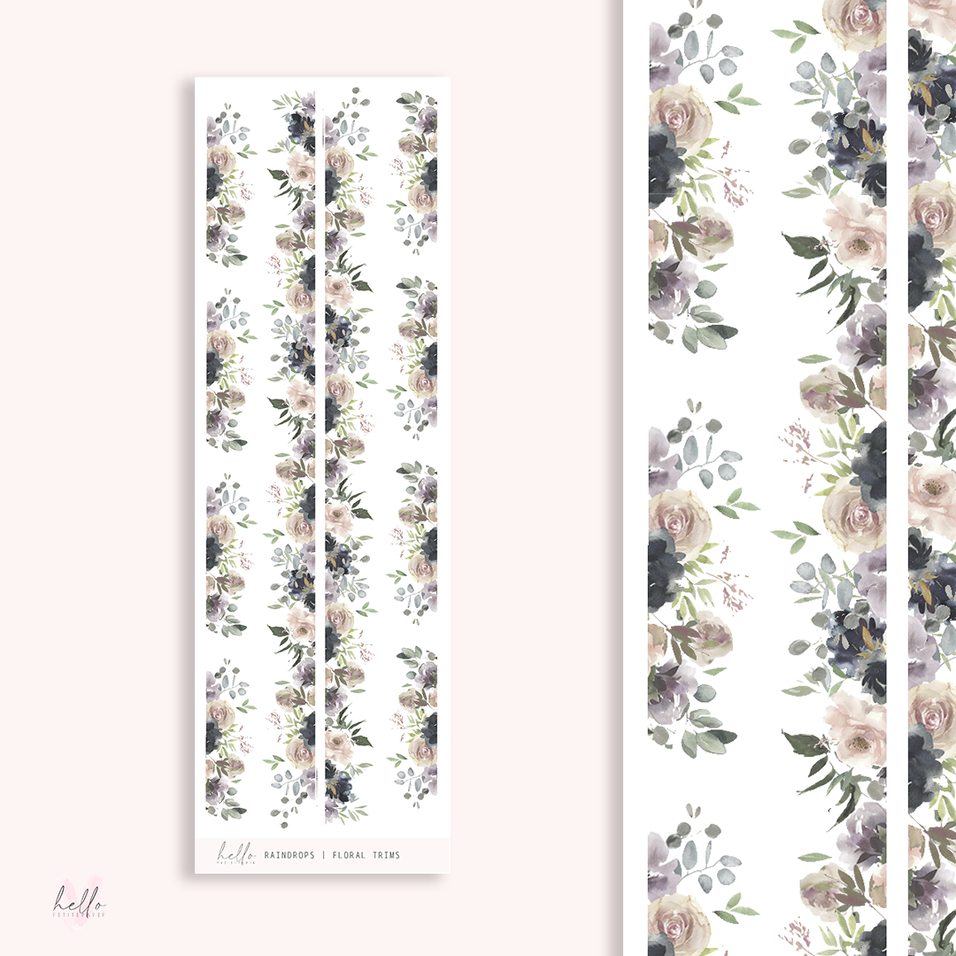 Floral trims | Raindrops – Hello Petite Paper | planner stickers